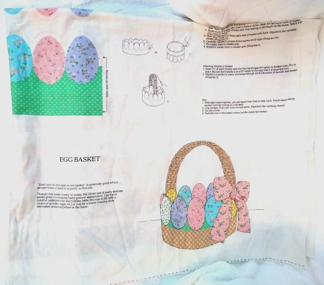 DIY Easter Basket Craft VIP Cranston Screen Print Egg Cut N Sew Vintage ...