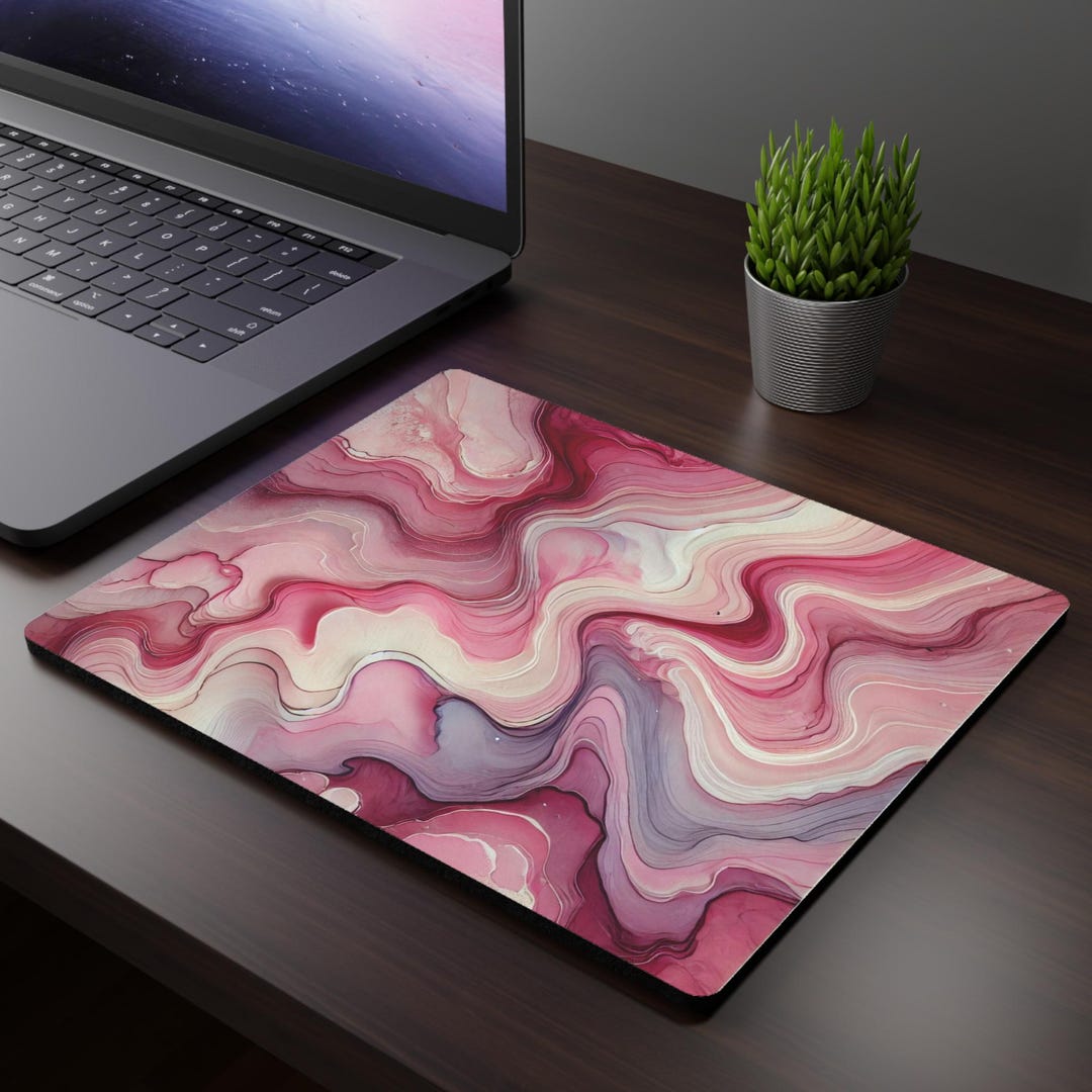 Aesthetic Marbled Abstract Rectangular Mouse Pad, Work From Home ...