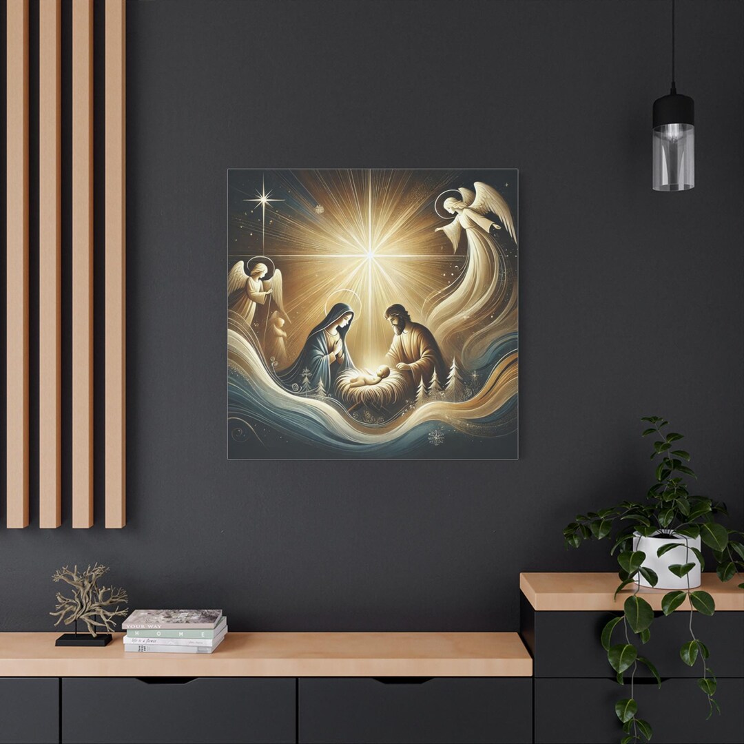 Abstract Nativity Scene Matte Canvas: Christian Christmas Wall Art - Etsy