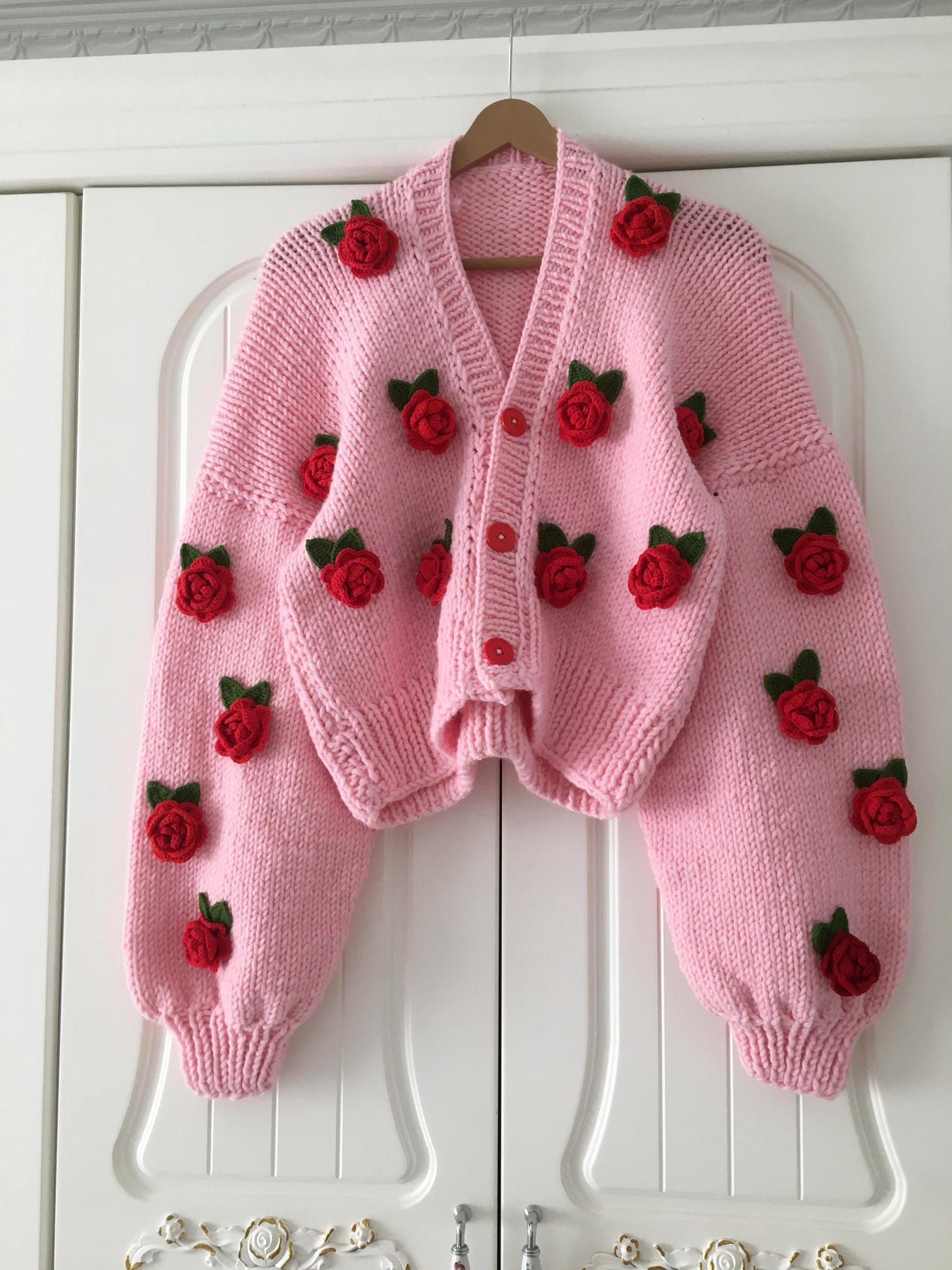 Red Roses Pink Cardigan,gift, Gift for Women, Cardigan Women, Floral ...