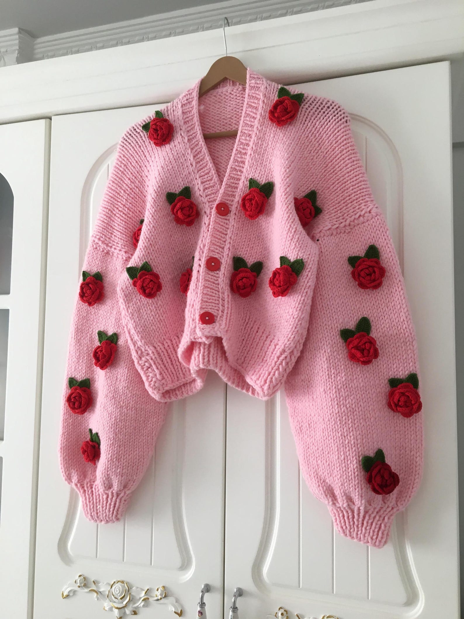 Red Roses Pink Cardigan,gift, Gift for Women, Cardigan Women, Floral ...