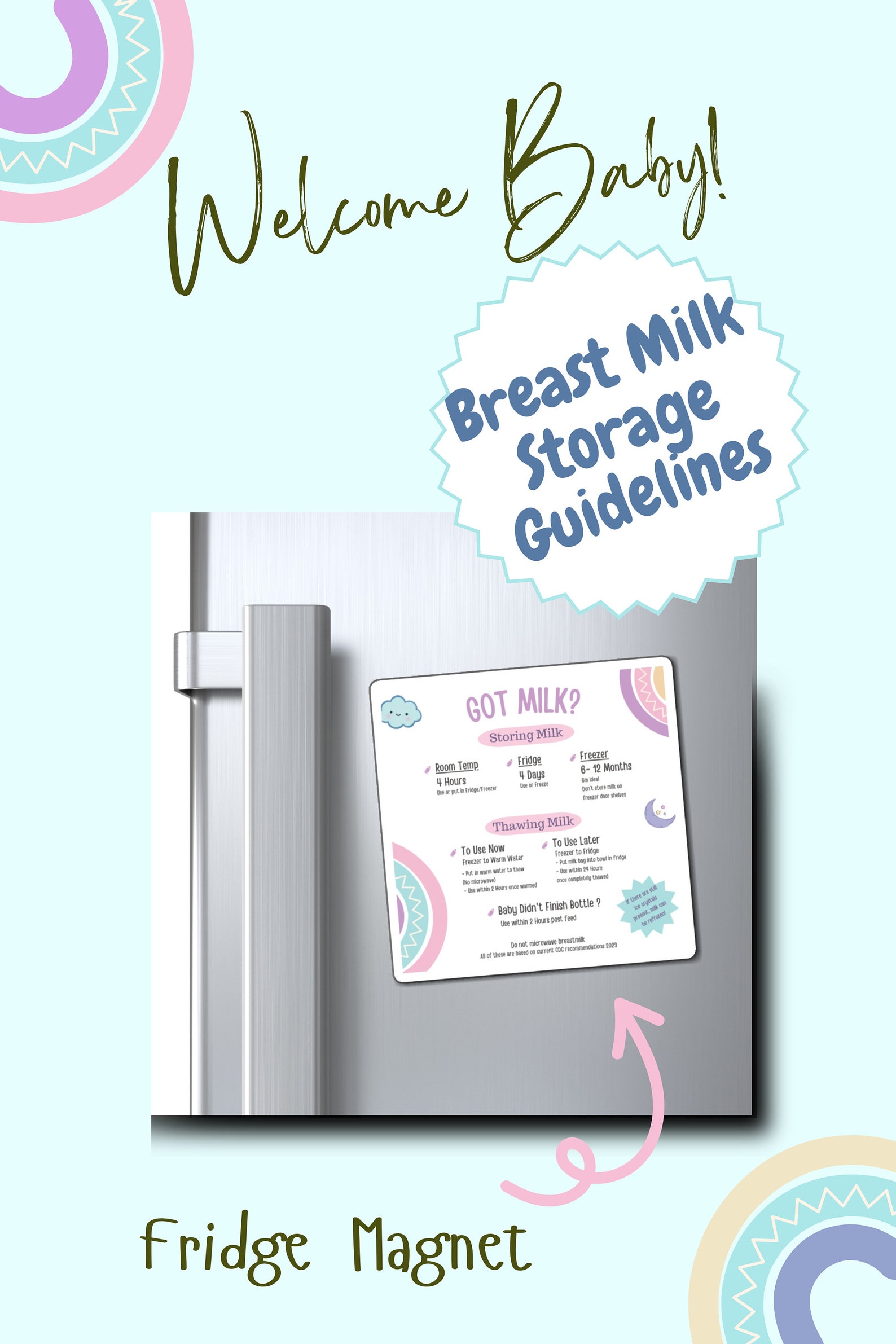 Breast Milk Storage Magnet for Breastmilk Guide for Freezing Fridge ...