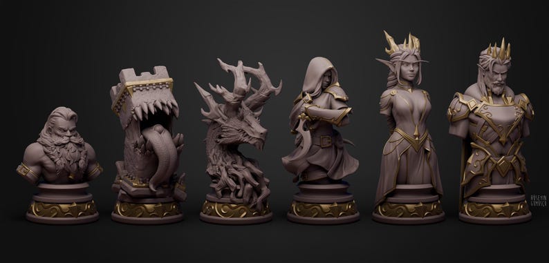 Fantasy Elf Chess Set STL File for 3D Printing (digital Download) - Etsy