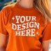 Orange Color T-shirt Mock-up, Bella Canvas 3001 Burnt Orange T-shirt ...
