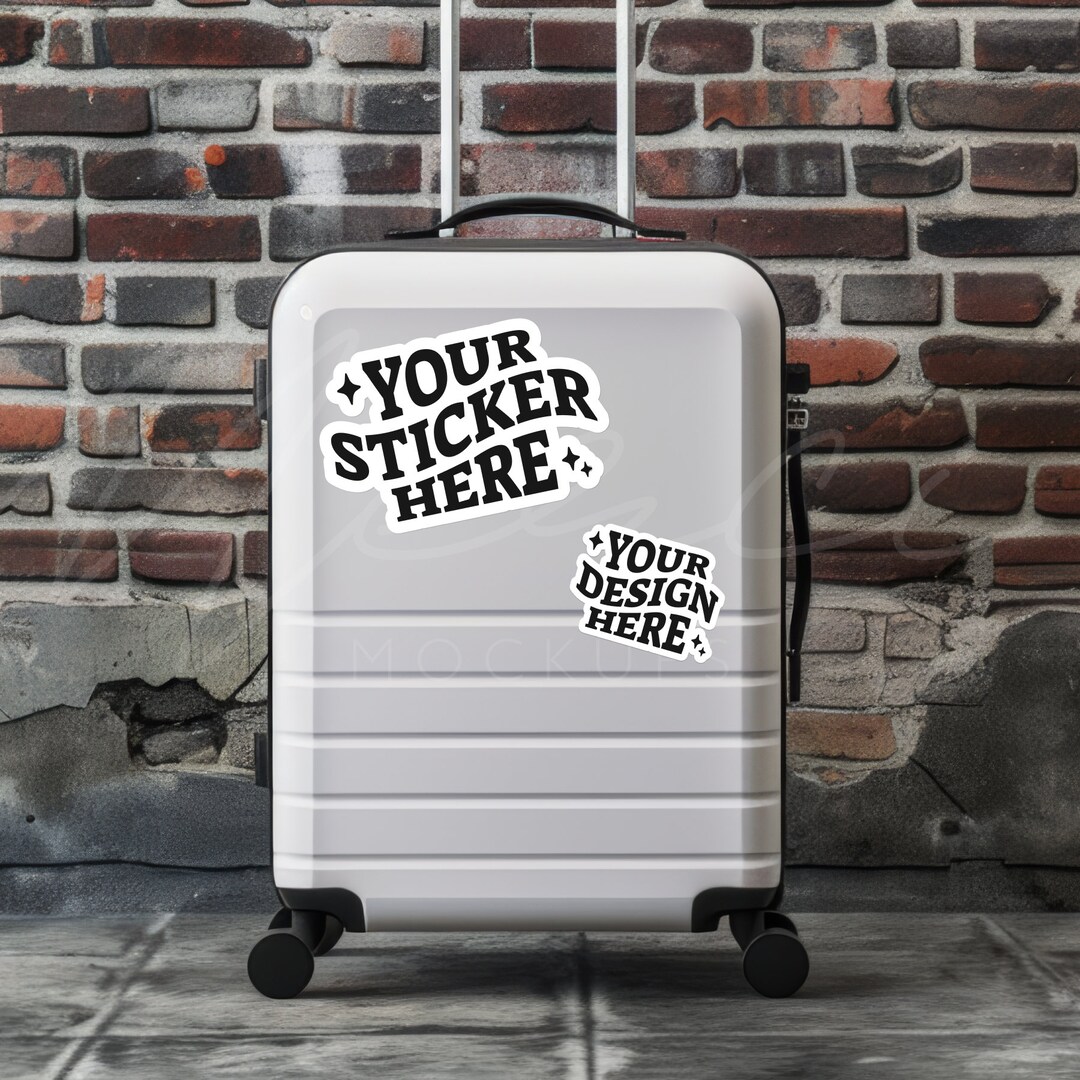 Luggage Sticker Mockup, Travel Sticker Mockup Carrier Bag Vinyl Decal ...