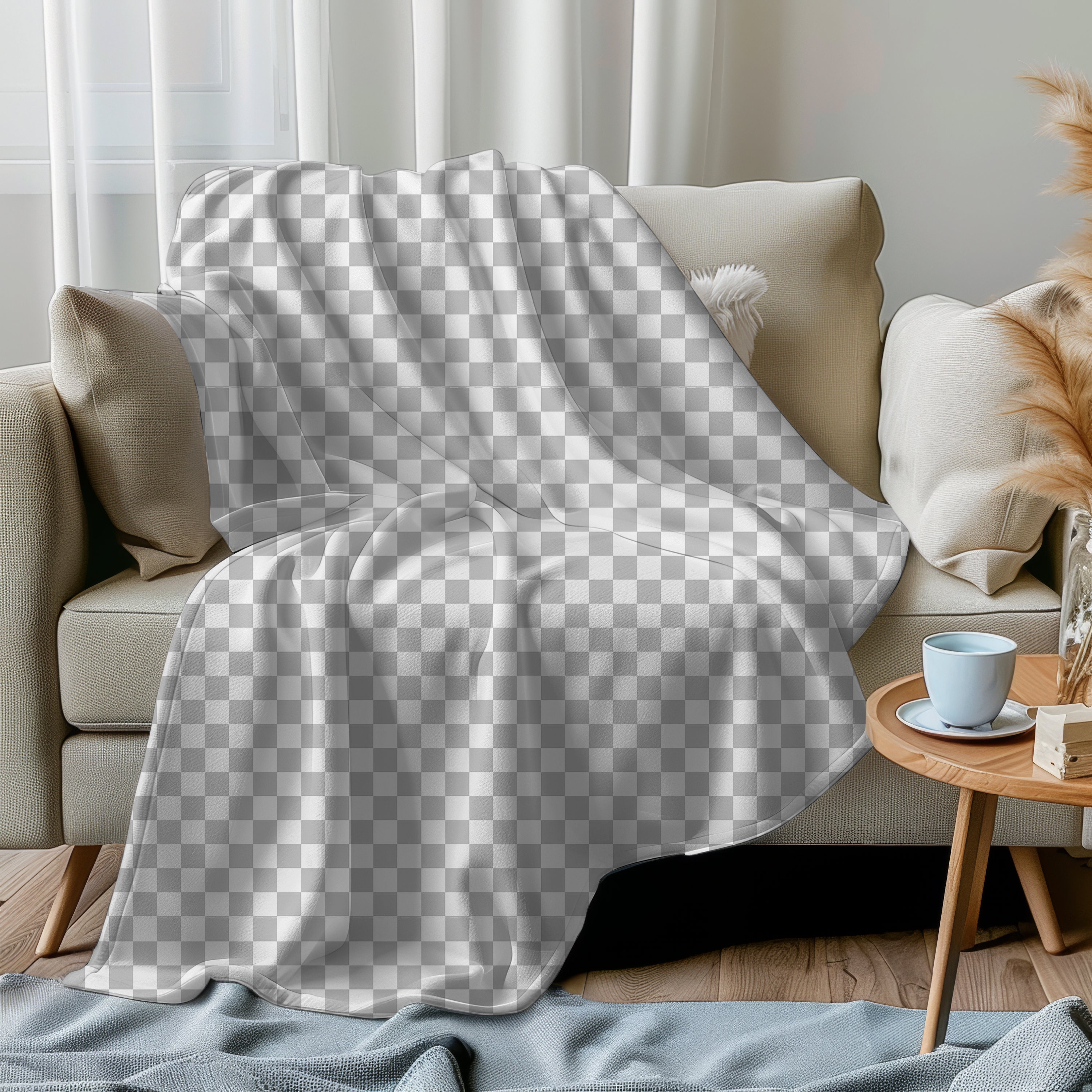 Blanket Mockup Template, Velveteen Plush Blanket, Minky Blanket, Canva ...