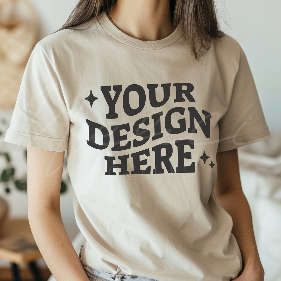 Gildan 5000 Sand Color T-shirt Mockup, Heavy Cotton Sand Tee Mockup ...