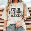 Beige T-shirt Mockup, Front and Back, Bella Canvas 3001 Natural, Dual ...
