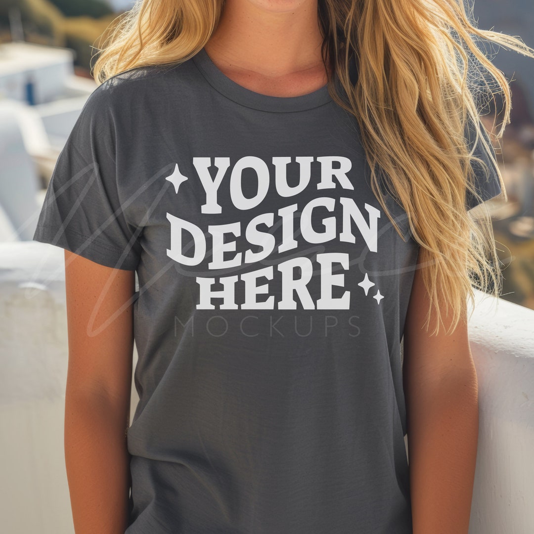 Asphalt Color T-shirt Mock-up, Bella Canvas 3001 Asphalt T-shirt Mocks ...