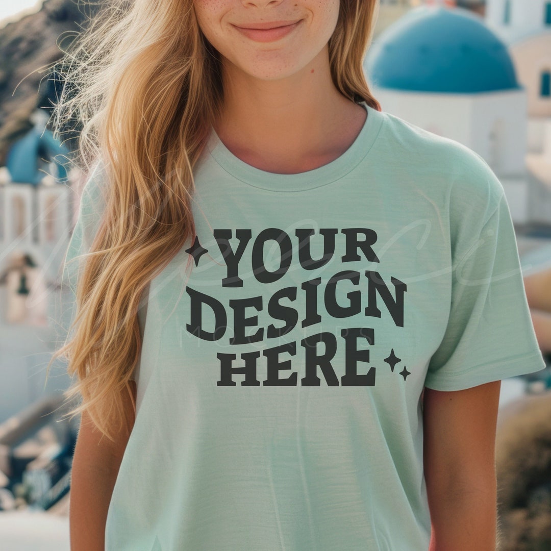 Mint Color T-shirt Mock-up, Bella Canvas 3001 Mint T-shirt Mocks ...