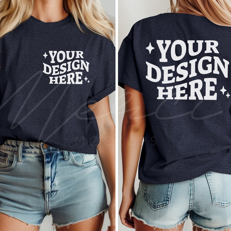 Navy Blue Front and Back T Shirts - Etsy