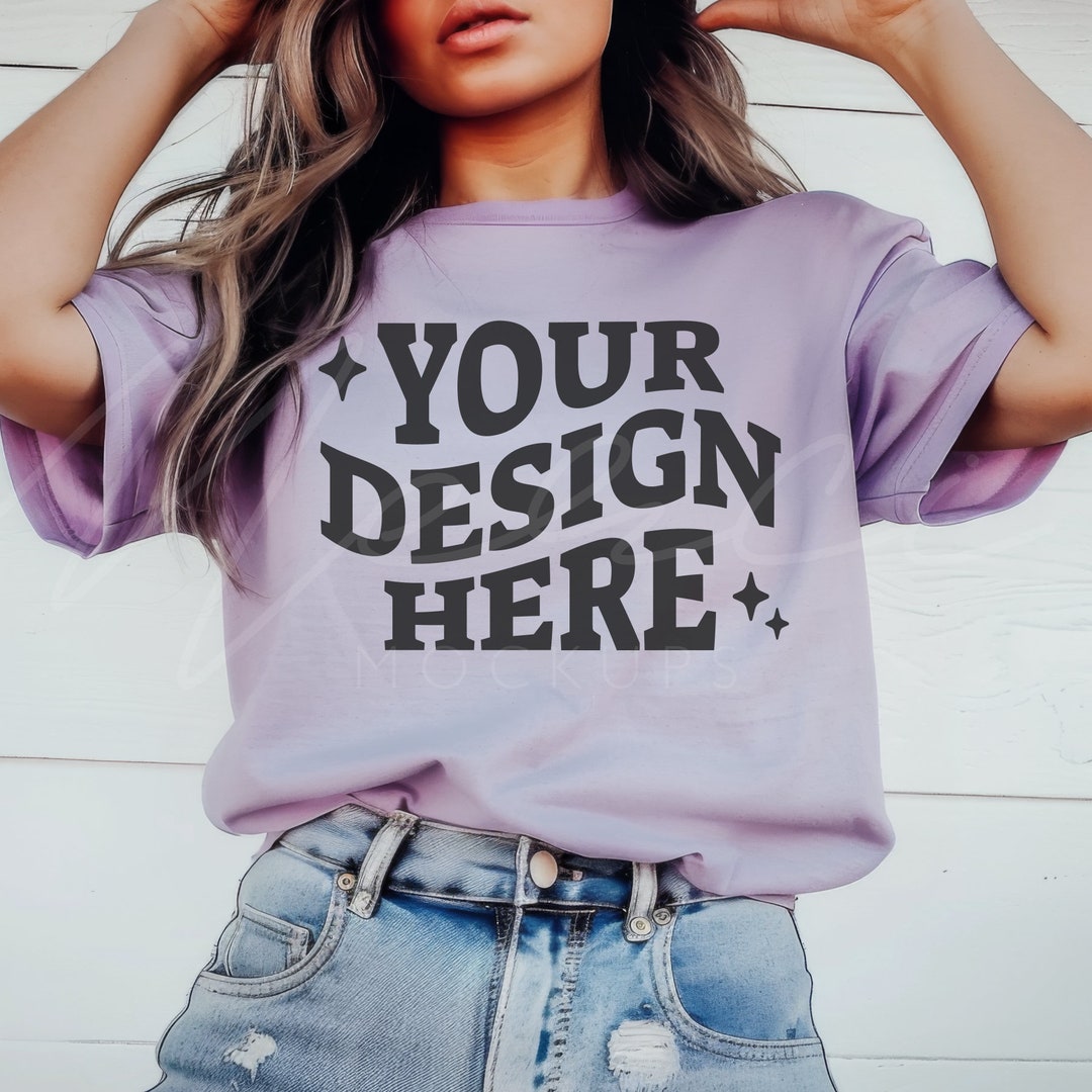 Lilac Color T-shirt Mockup, Bella Canvas 3001 Lilac Tee Mock-up, Prism ...