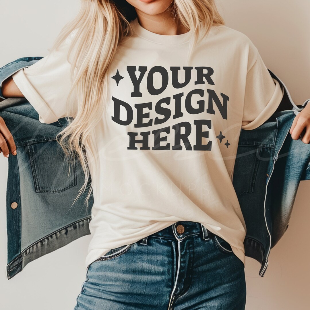 Natural Color T-shirt Mockup, Bella Canvas 3001 Dust Tee Mock-up, Ivory ...