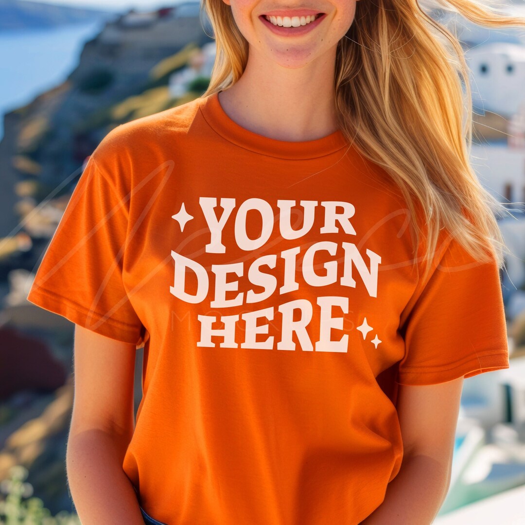 Orange Color T-shirt Mock-up, Bella Canvas 3001 Burnt Orange T-shirt ...