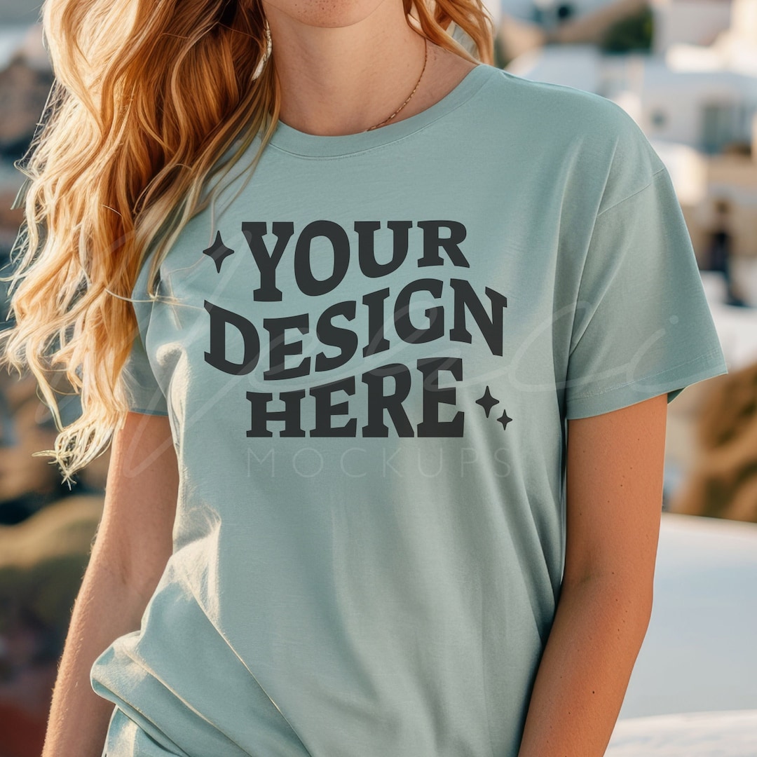 Dusty Blue T-shirt Mock-up, Bella Canvas 3001 Dusty Blue T-shirt Mocks ...
