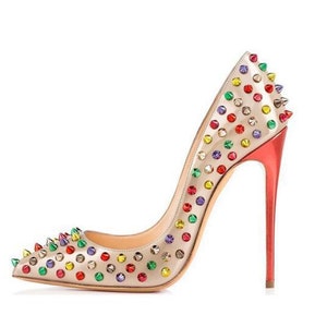 Womens Colorful Heels Stylish High Heels High Quality Rivet Shoes ...