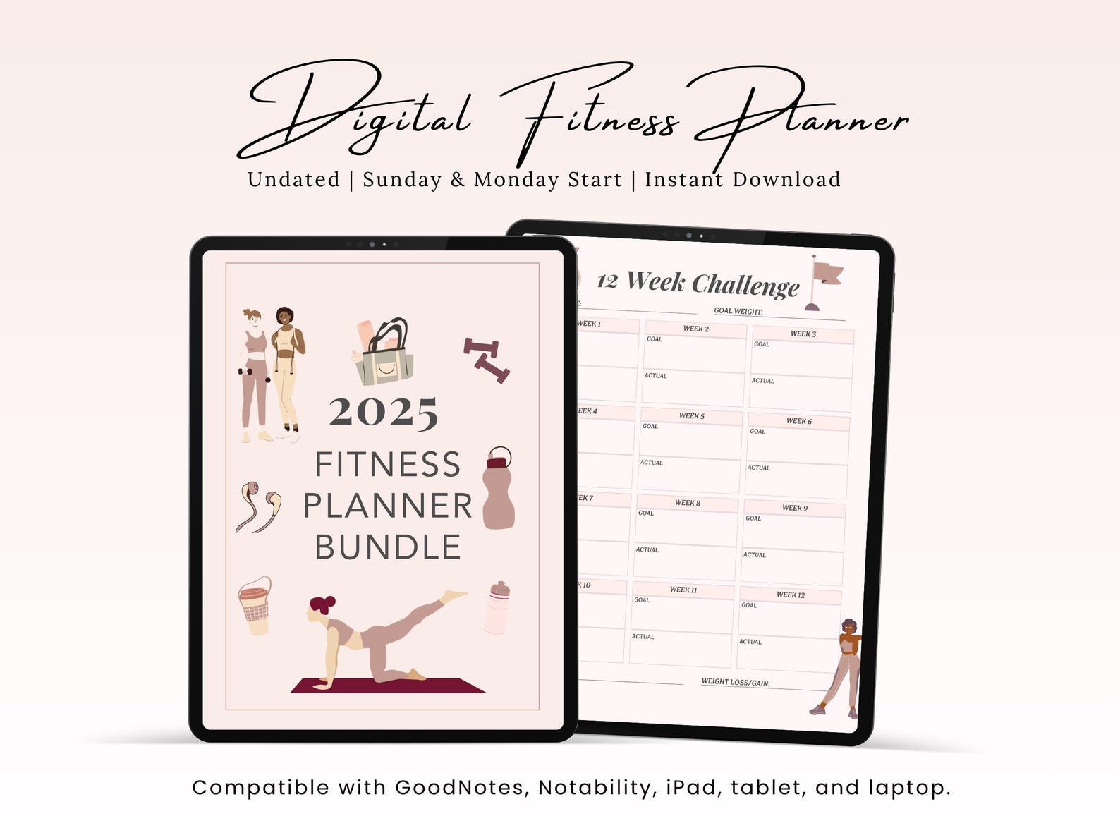 Fitness Planner - Exercise Planner - Fitness Journal - Workout Tracker ...