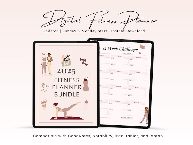 Fitness Planner - Exercise Planner - Fitness Journal - Workout Tracker ...