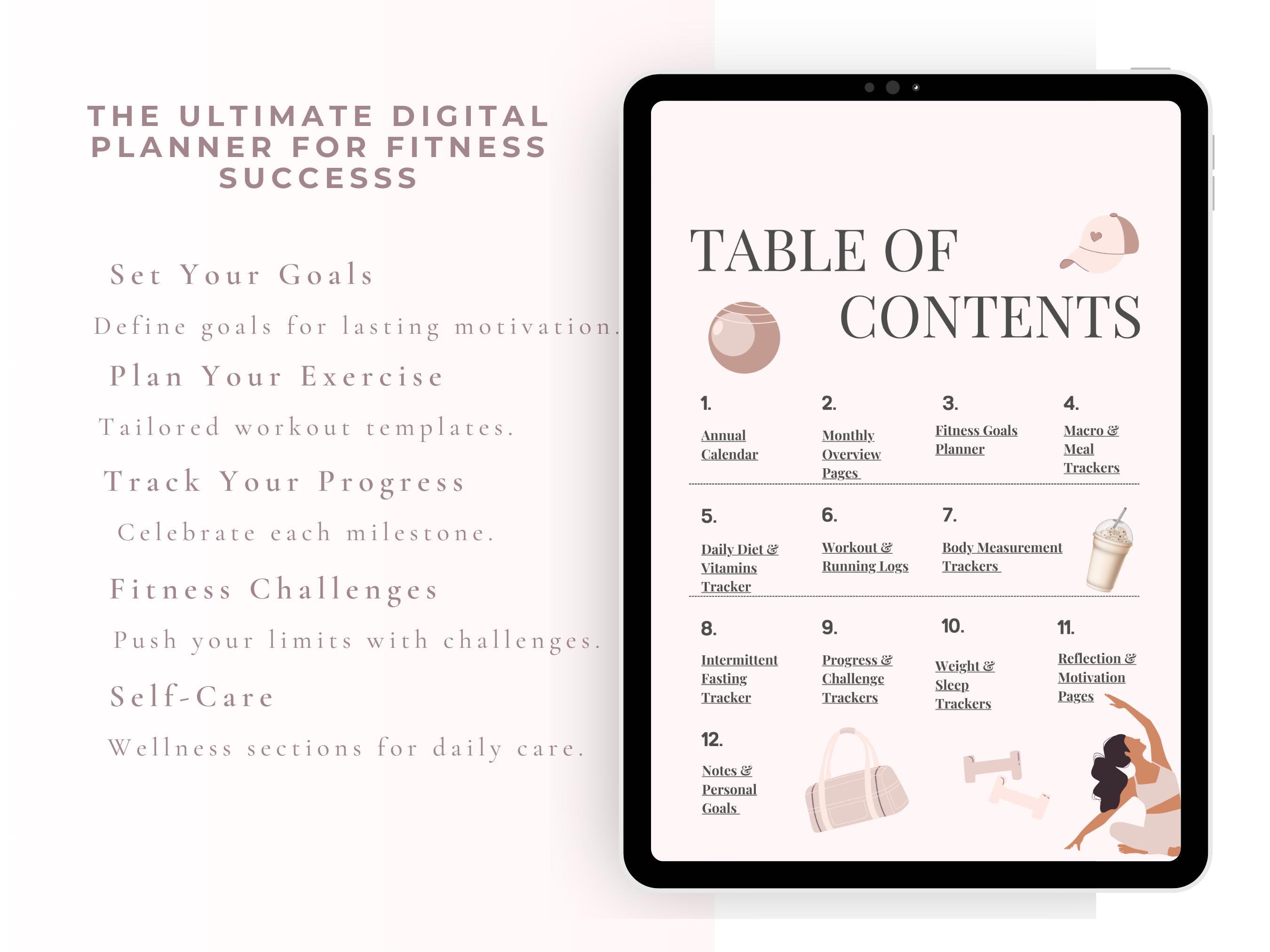 Fitness Planner - Exercise Planner - Fitness Journal - Workout Tracker ...