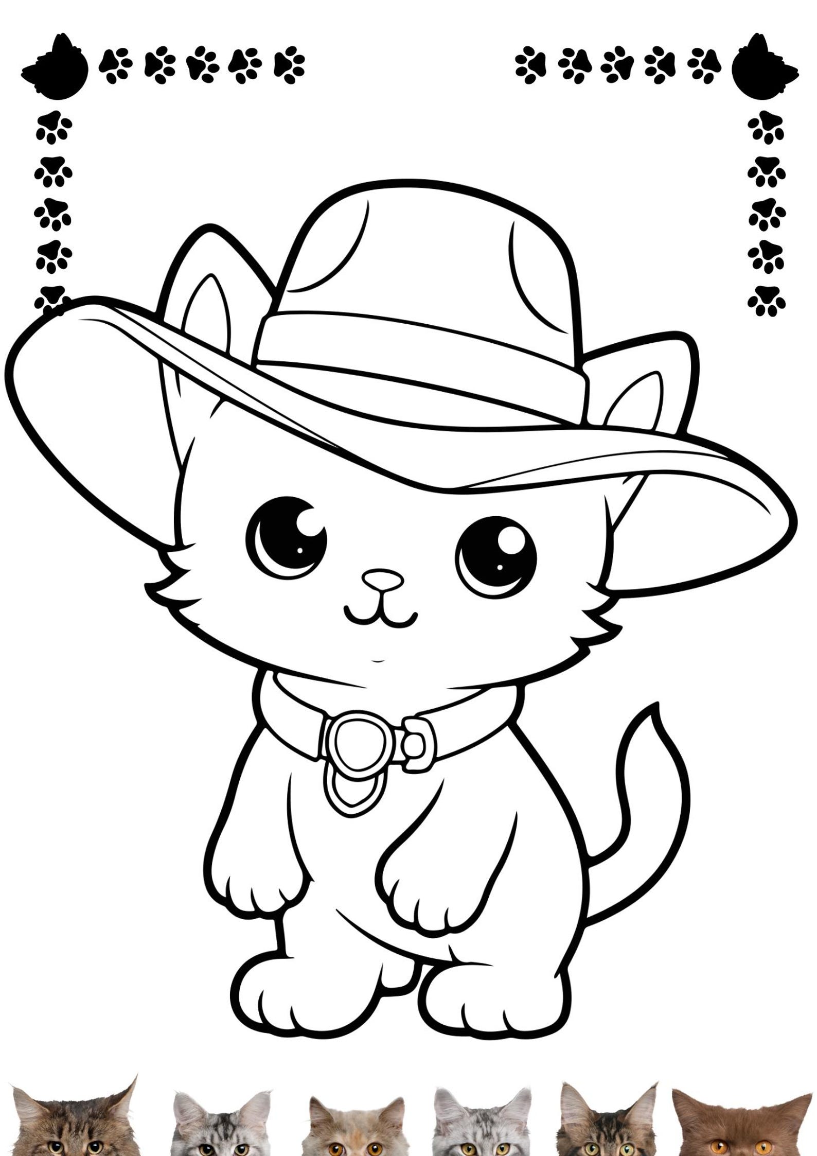 Cute Cats Coloring Pages for Kids – Printable PDF | 30 Fun Cat Designs ...