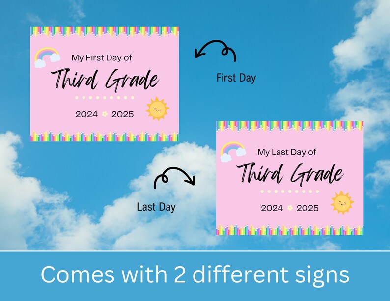 First and Last Day of Third Grade Sign School Sign Digital Instant ...