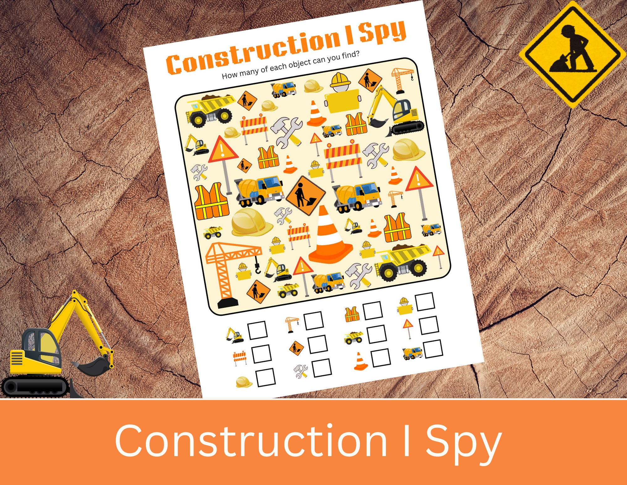 Construction I Spy Search & Find I Spy for Kids Printable Game Digital ...