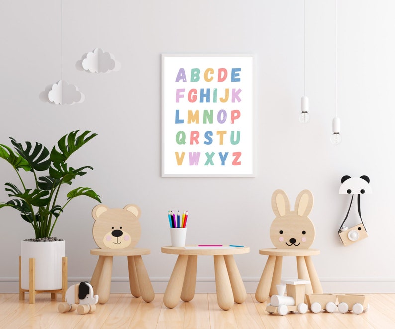 Colorful Alphabet Poster Educational Alphabet Wall Art Classroom Decor ...