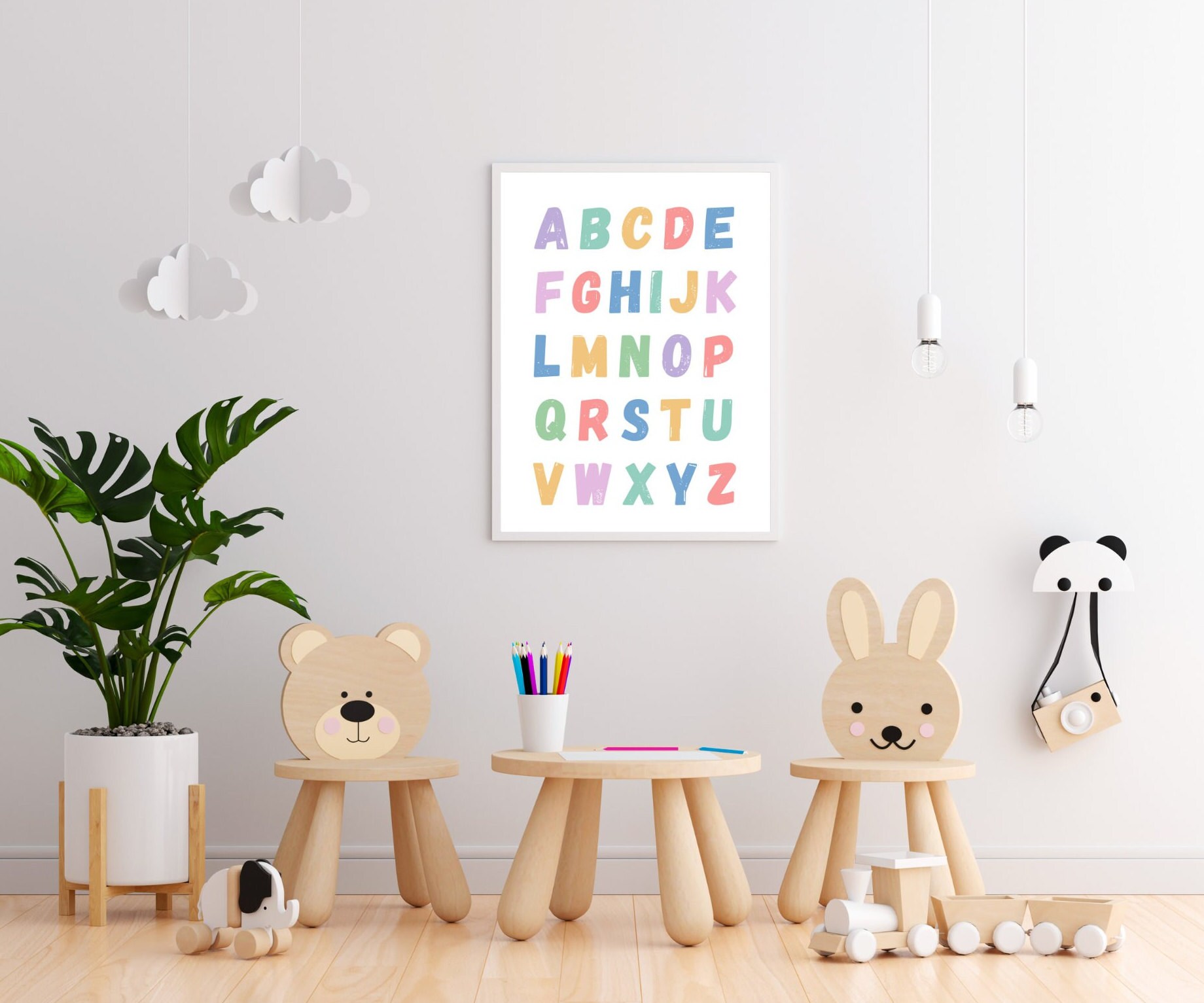 Colorful Alphabet Poster Educational Alphabet Wall Art Classroom Decor ...