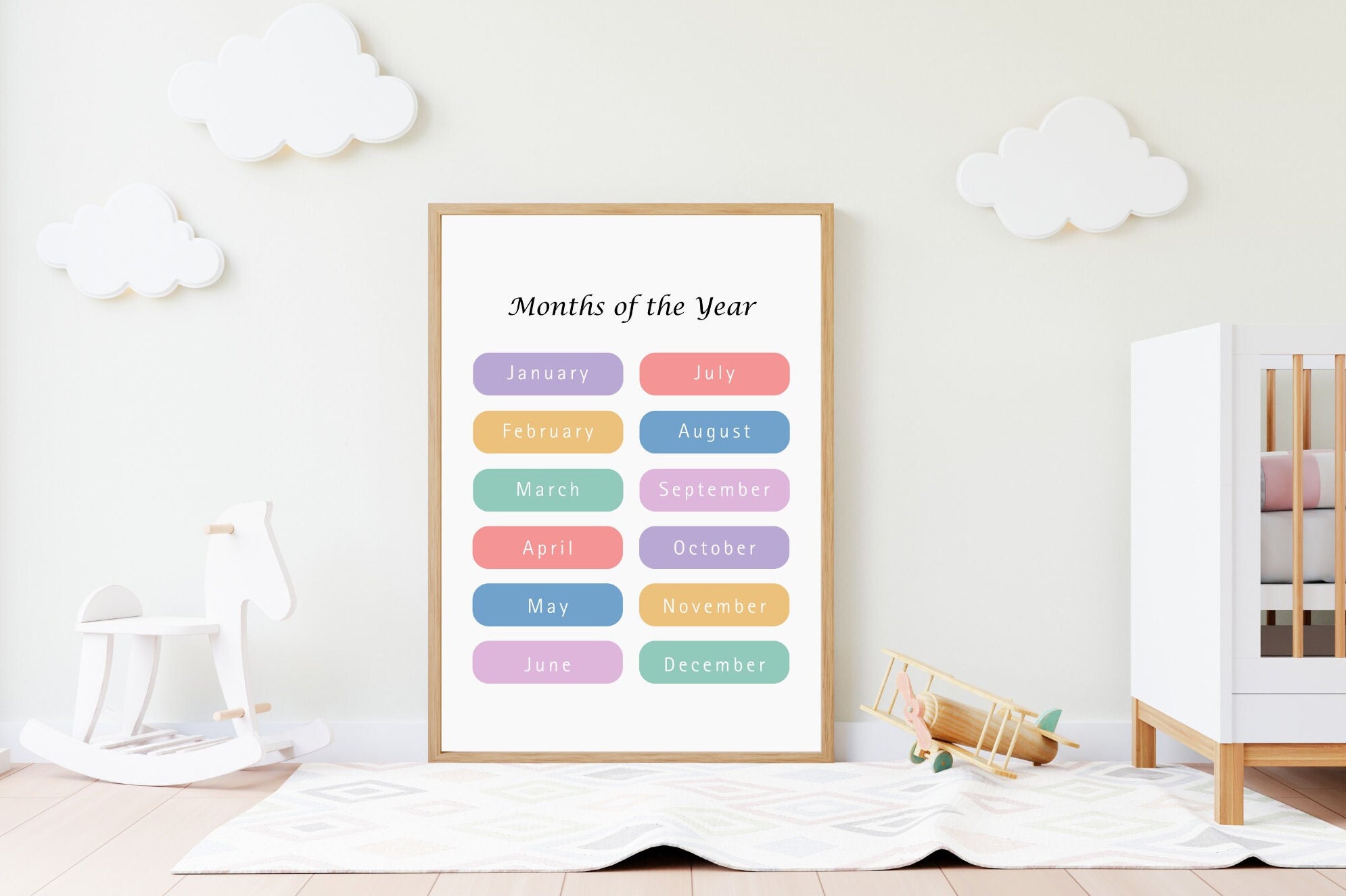Months of the Year Poster Educational Wall Art Classroom Decor Kids ...