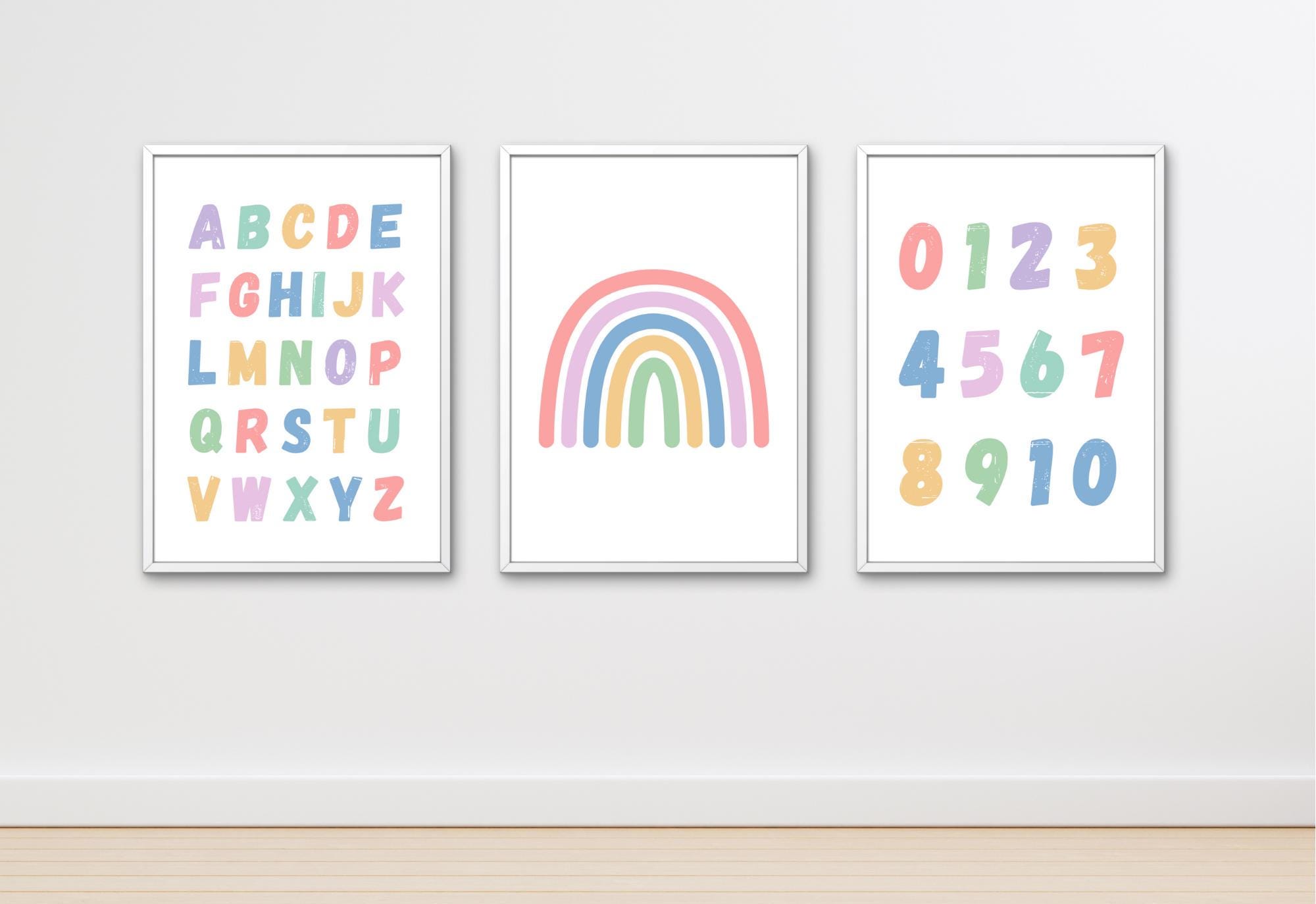 Set of 3 Prints | Colorful Alphabet and Numbers Poster | Educational ...