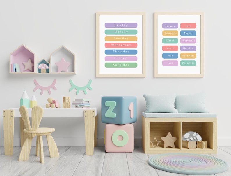 Days & Months Poster | Educational Wall Art | Classroom Decor | Kids ...