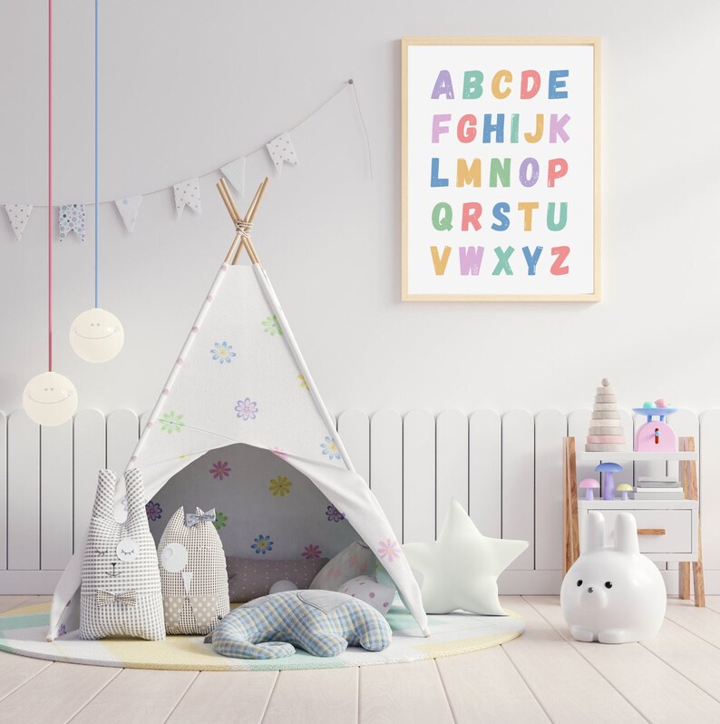 Colorful Alphabet Poster Educational Alphabet Wall Art Classroom Decor ...