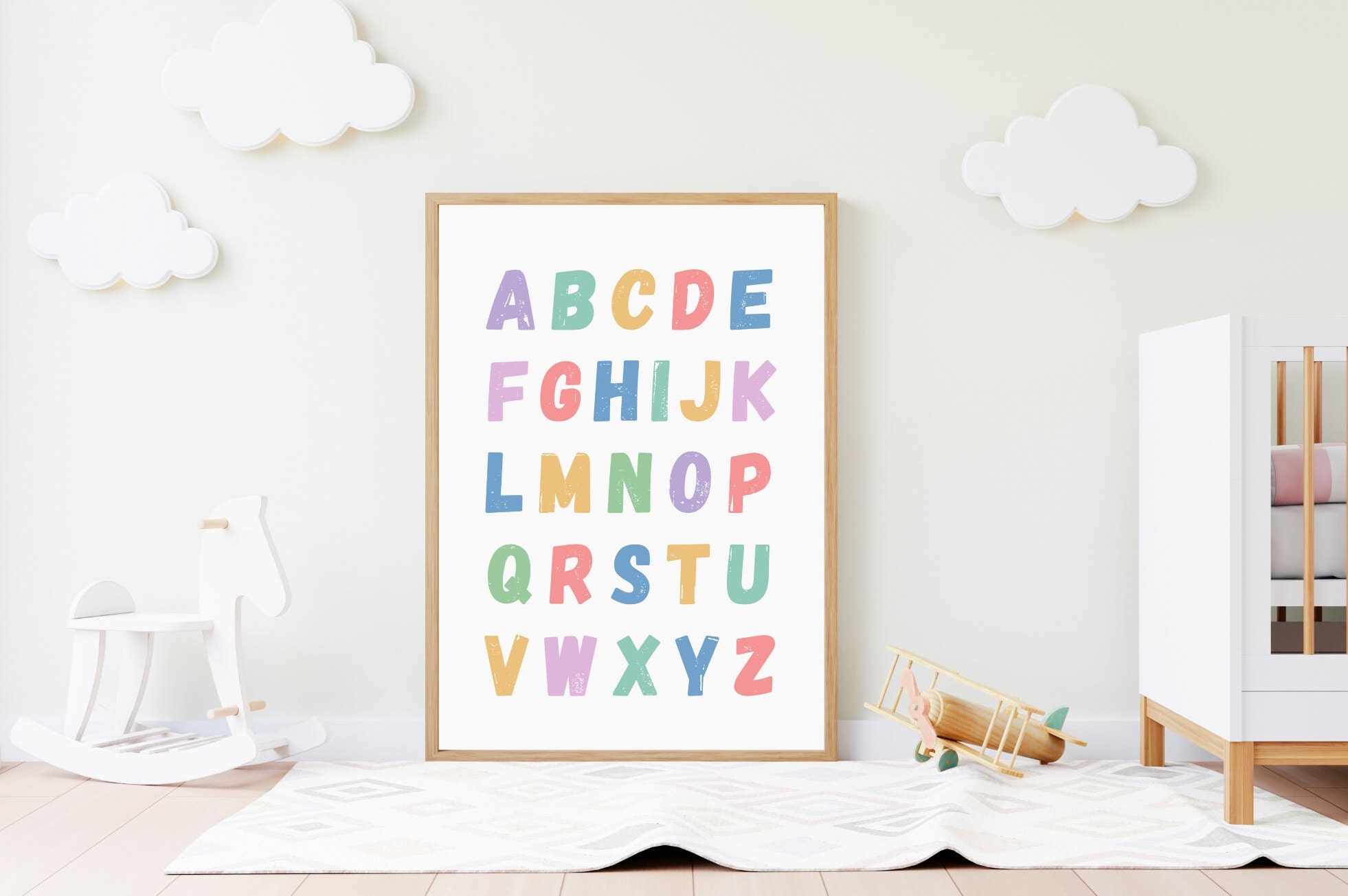 Colorful Alphabet Poster Educational Alphabet Wall Art Classroom Decor ...