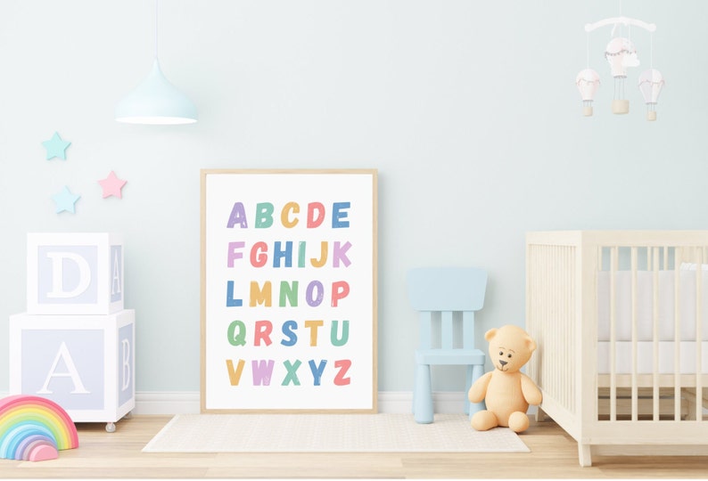Colorful Alphabet Poster Educational Alphabet Wall Art Classroom Decor ...
