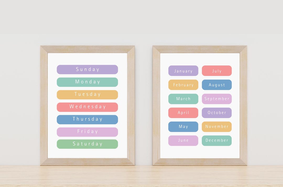 Days & Months Poster | Educational Wall Art | Classroom Decor | Kids ...