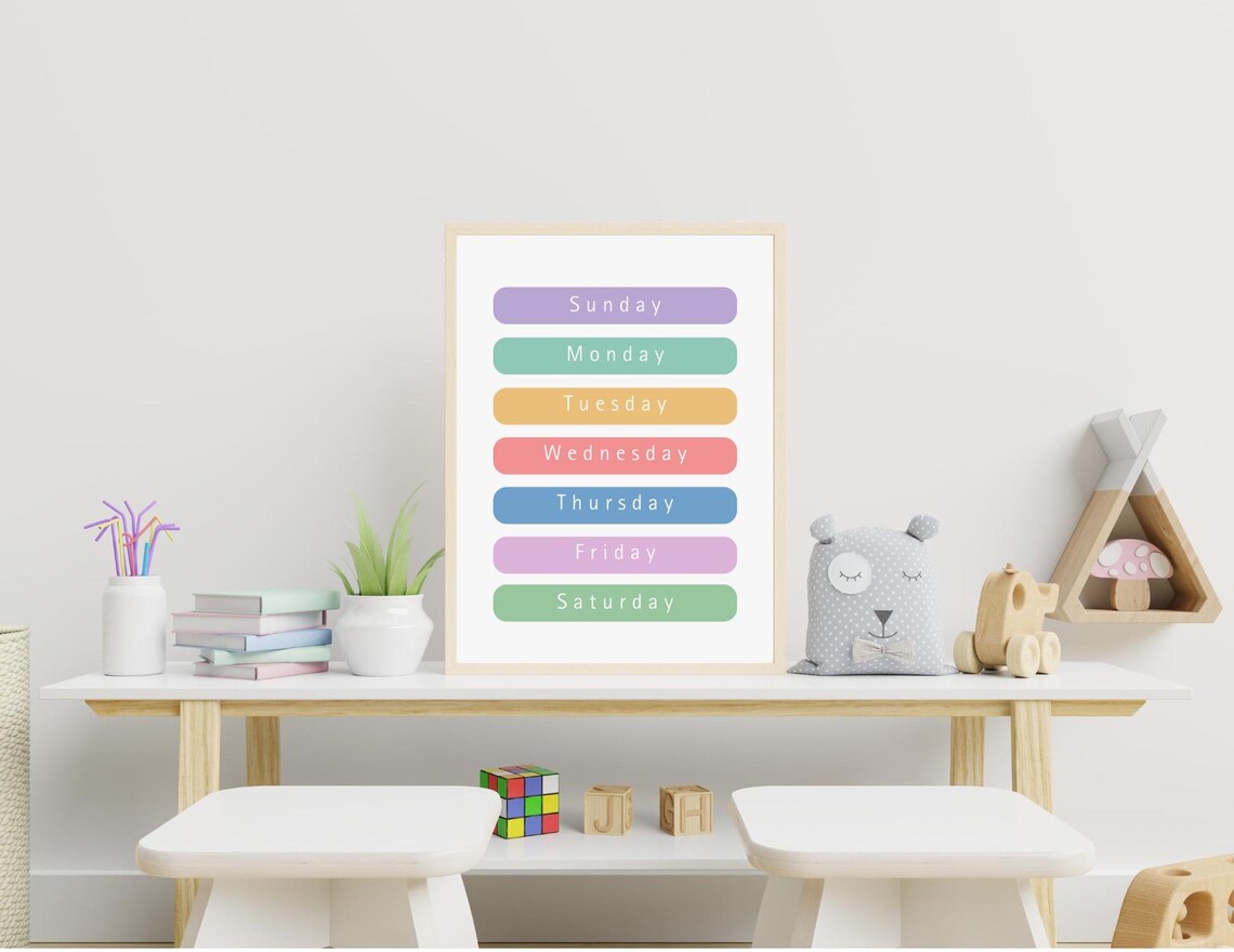 Days of the Week Poster | Educational Wall Art | Classroom Decor | Kids ...