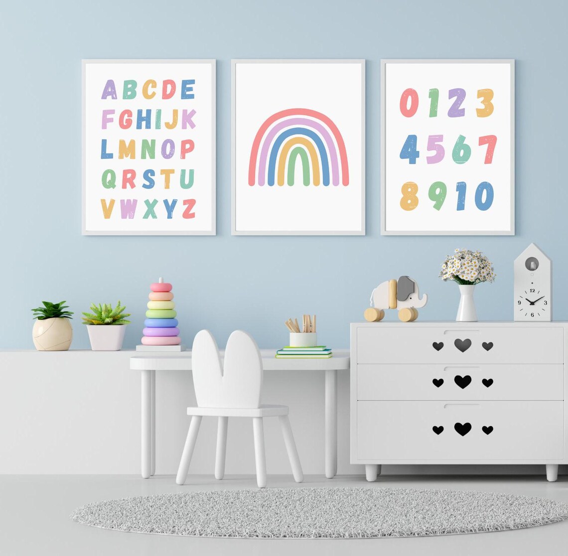 Set of 3 Prints | Colorful Alphabet and Numbers Poster | Educational ...