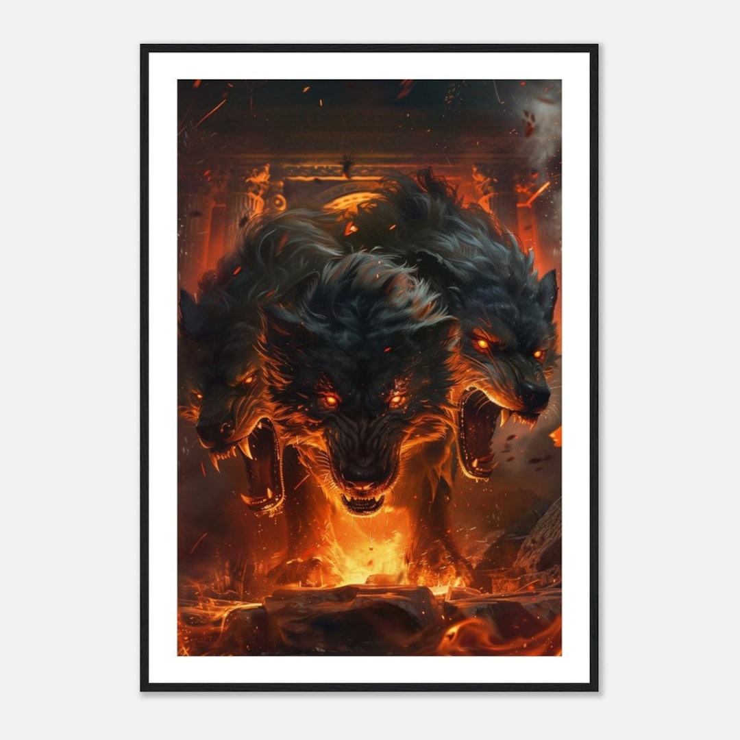 Cerberus Digital Art, Wall Art, Framed Poster, AI Generated, AI Art ...