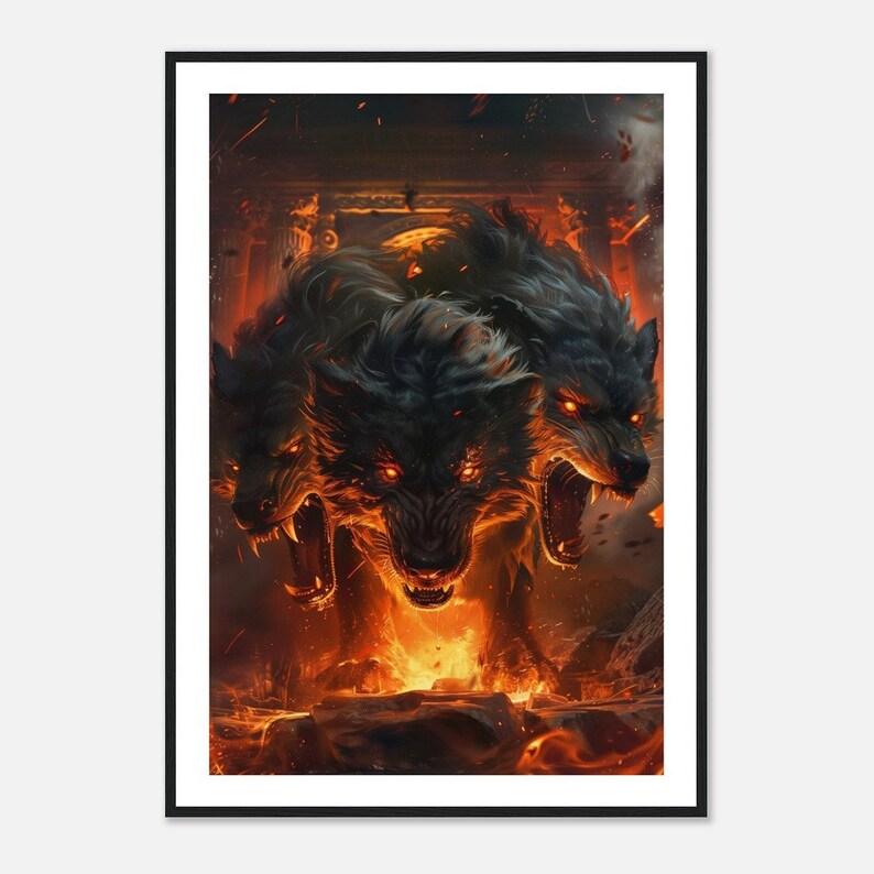 Cerberus Digital Art, Wall Art, Framed Poster, AI Generated, AI Art ...
