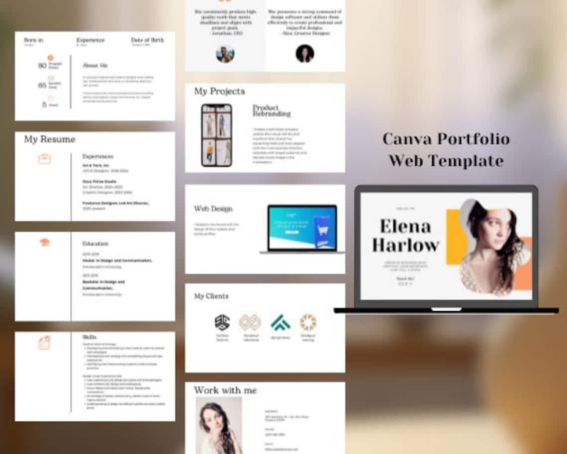 Canva Editable Website Template, Portfolio Web Template, CV Web ...