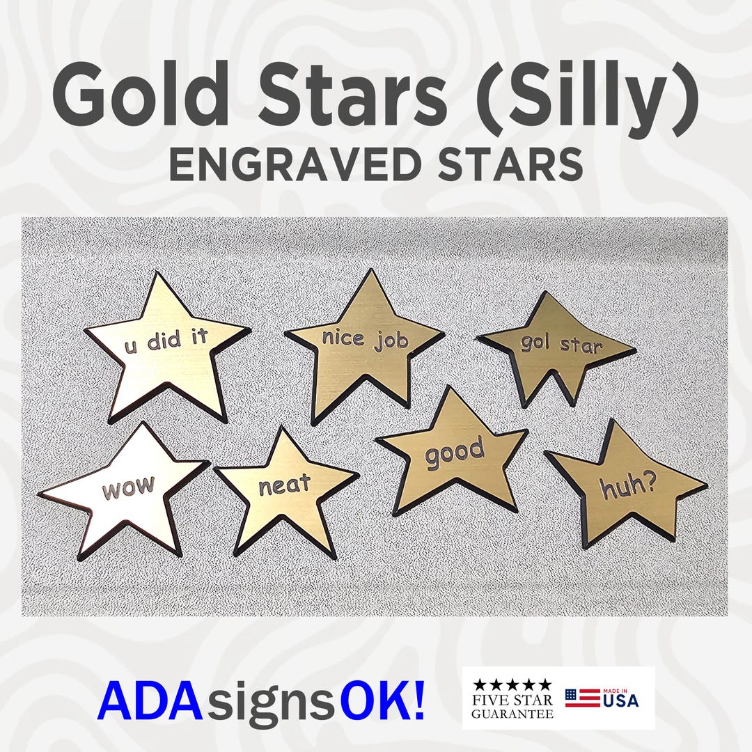 Engraved Gold Star Plastic Plaques – Silly Novelty Gift, Low Effort ...