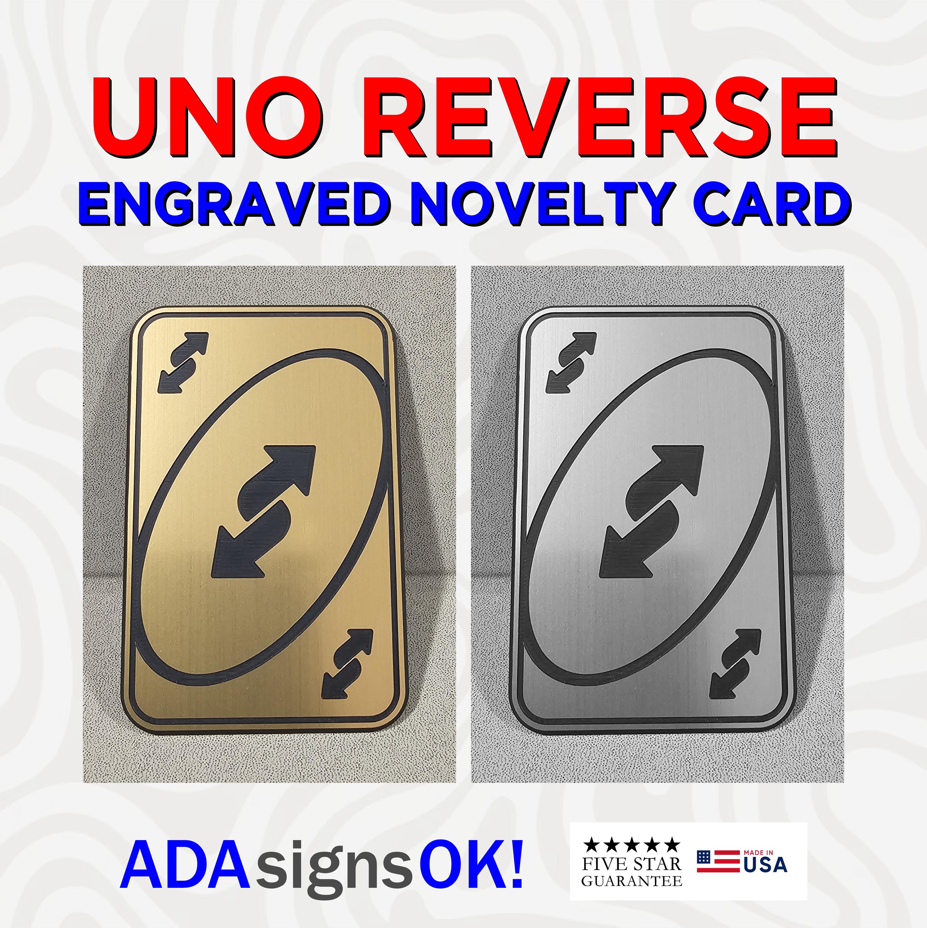 Plastic Engraved Uno Reverse Card Novelty Reverse Card Fits in Wallet 2 ...
