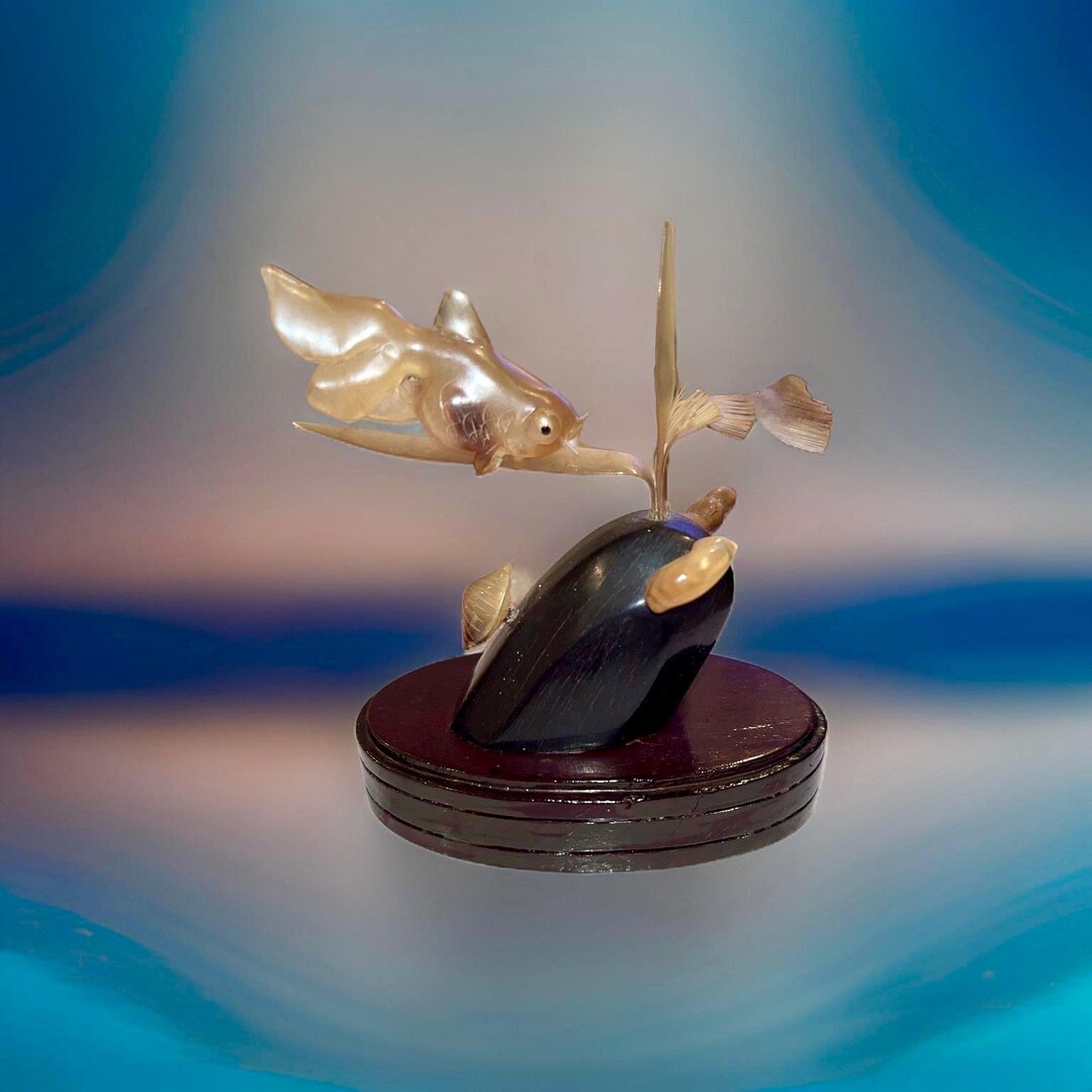 Japanese Carved Horn Sculpture of Catfish – Handcrafted Art Piece - Etsy