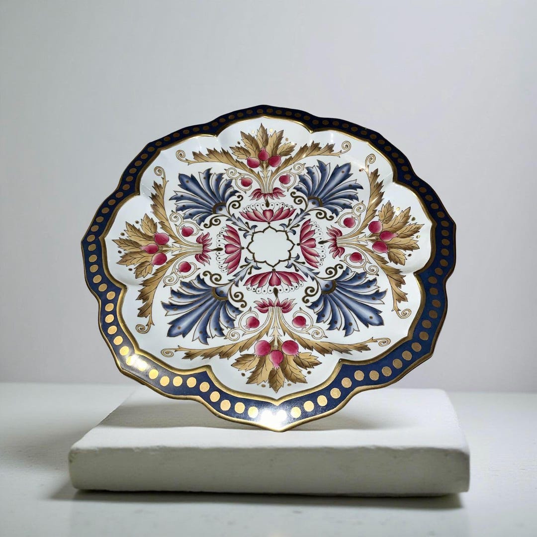 Vintage Bombay Company Decorative Platter – Navy, Gold & Cranberry ...