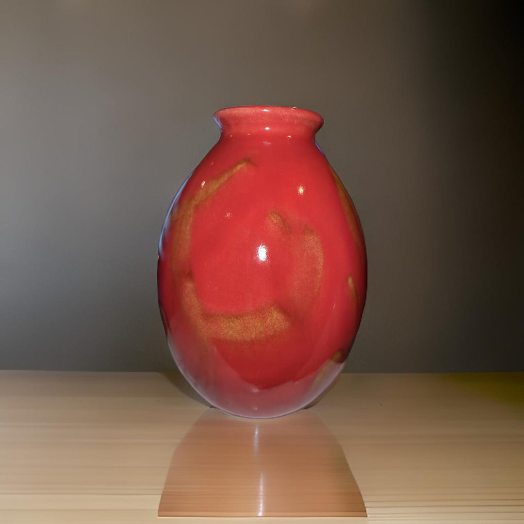 Flambe Vase, Striking Piece of Art Pottery With Vibrant, Glossy Glaze ...