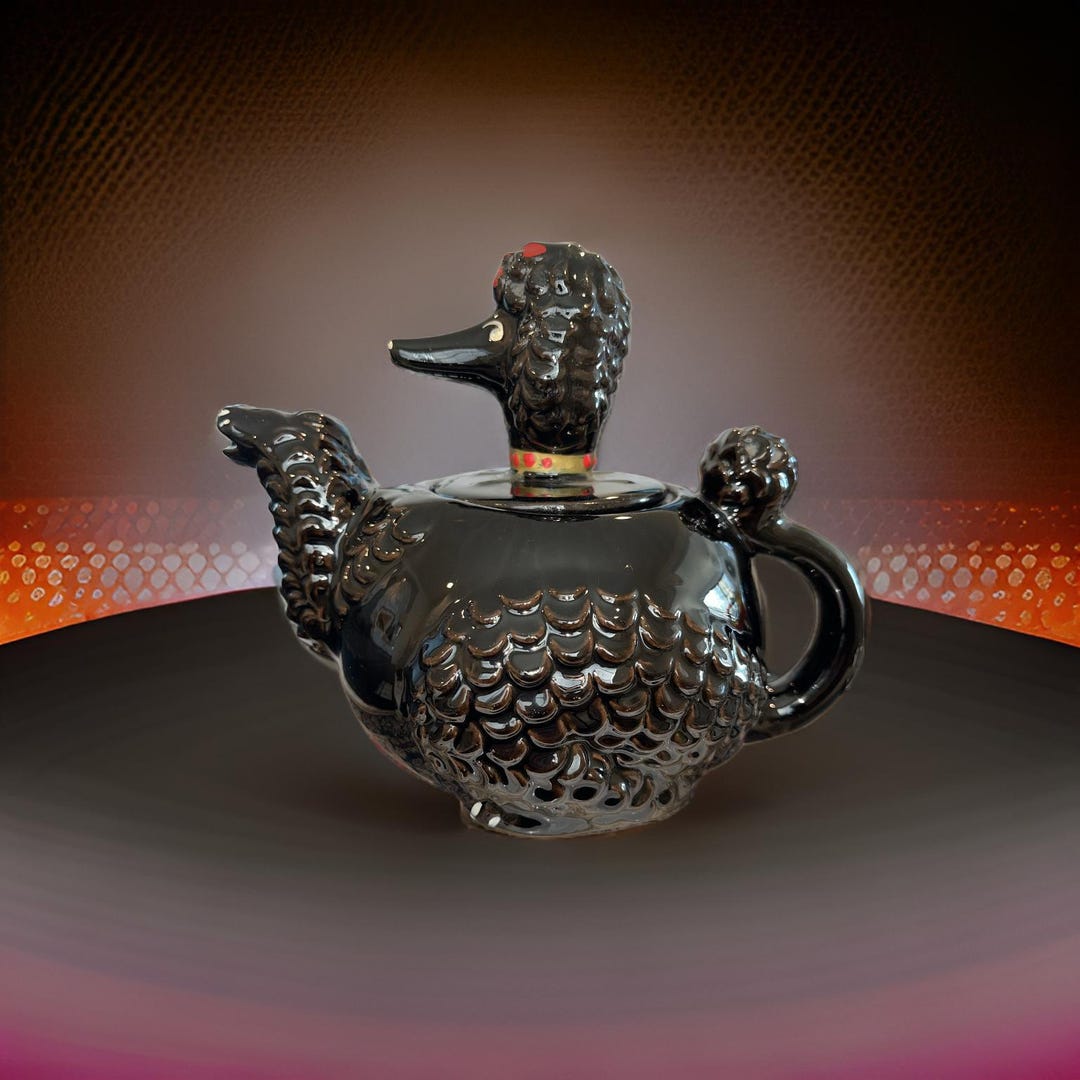 Vintage Redware Black Poodle Teapot Made in Japan, Model 2918 - Etsy