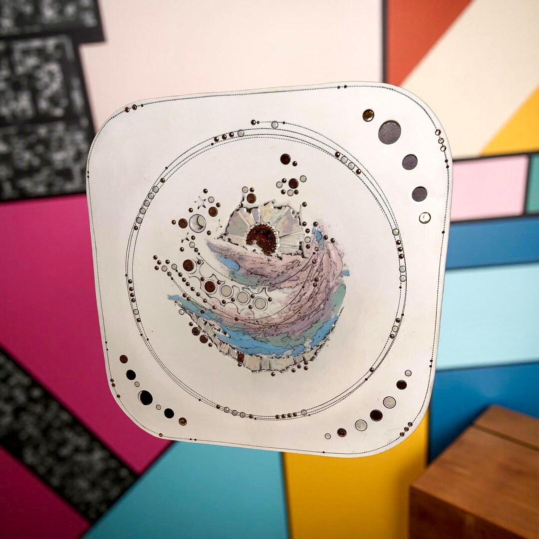 1980s Postmodern Ceramic Art Plate / Wall Plaque by Ralph & Sandy Terry ...