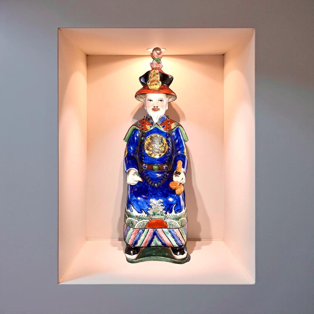 Chinese Famille Rose Porcelain Qing Emperor Figurine – Hand-painted ...
