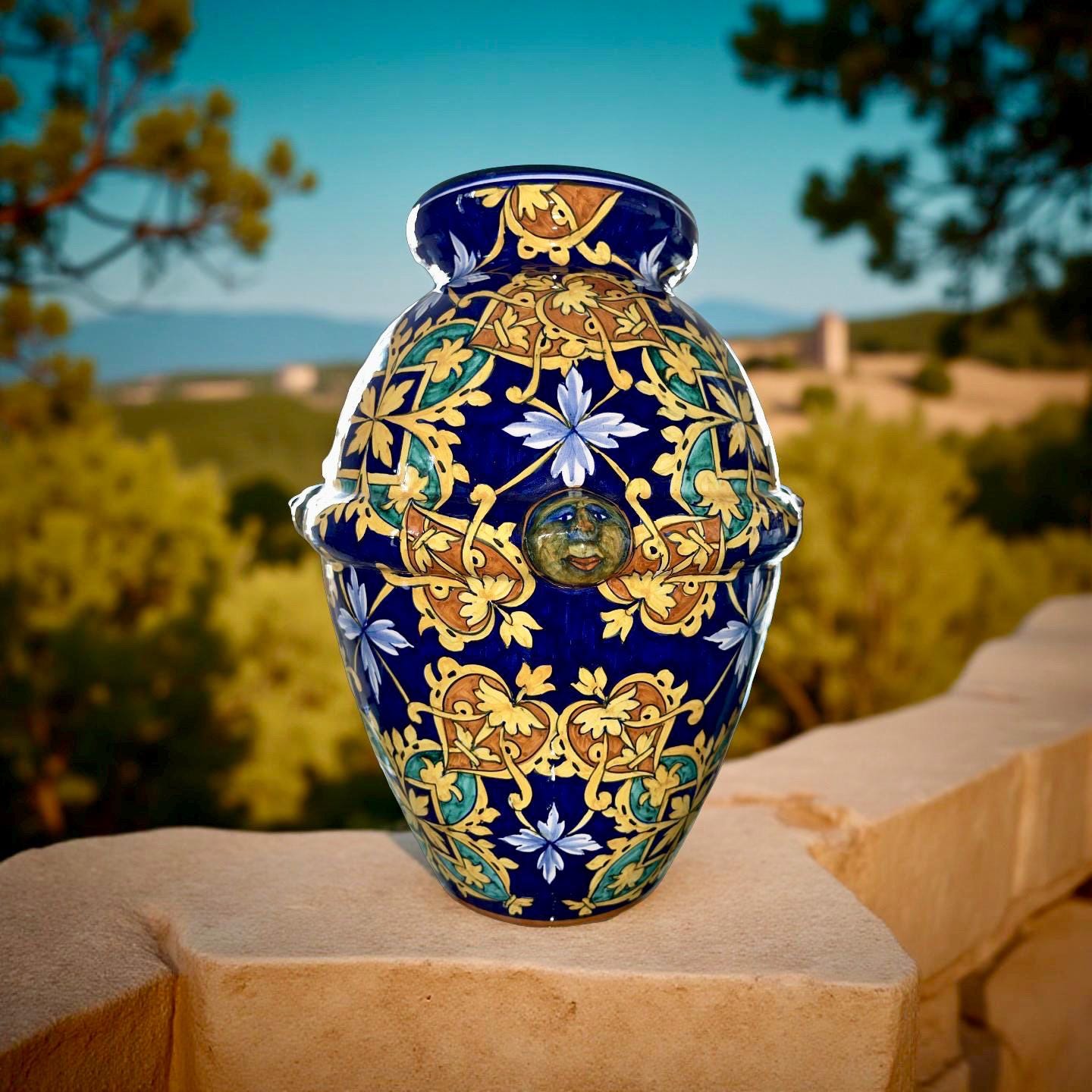 Large Deruta Italian Majolica Vase: Hand-painted Ricco Pattern, Vintage ...