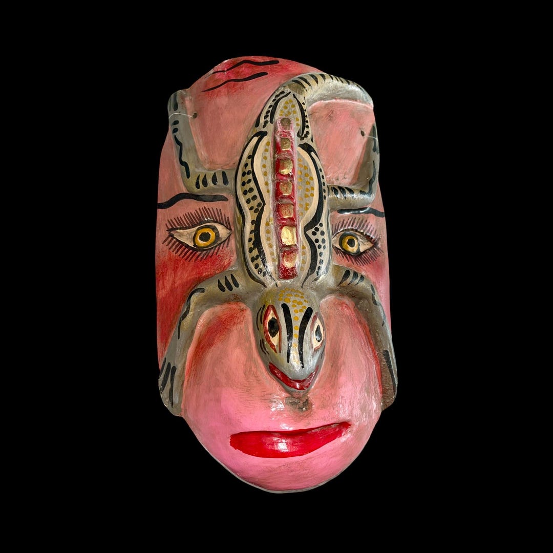 Guerrera Mexican Nahua Folk Art Carved Wood Lizard Mask Wall Hanging - Etsy